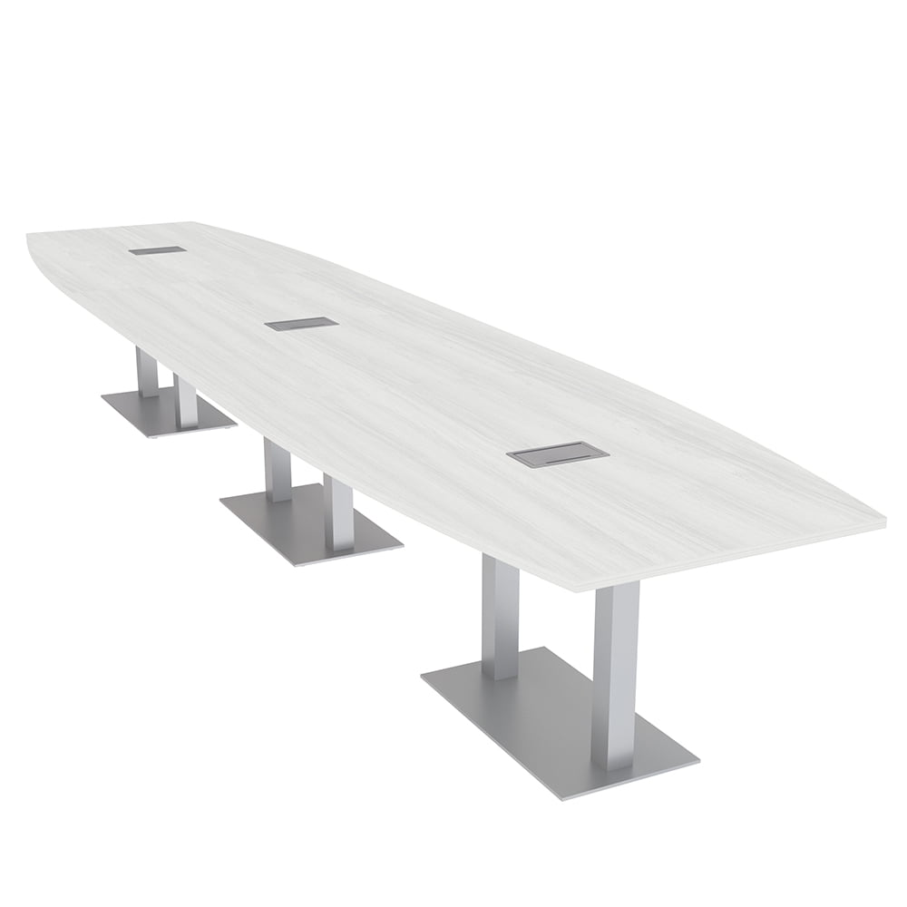 16 Ft Modular Boat Shaped Boardroom Table Metal Bases Electrical Units ...