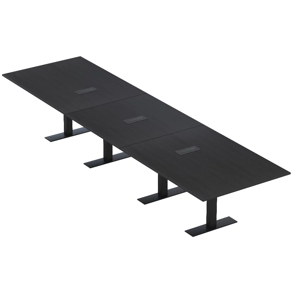 16 Ft Modular Rectangular Conference Table Metal T Bases Power Units ...