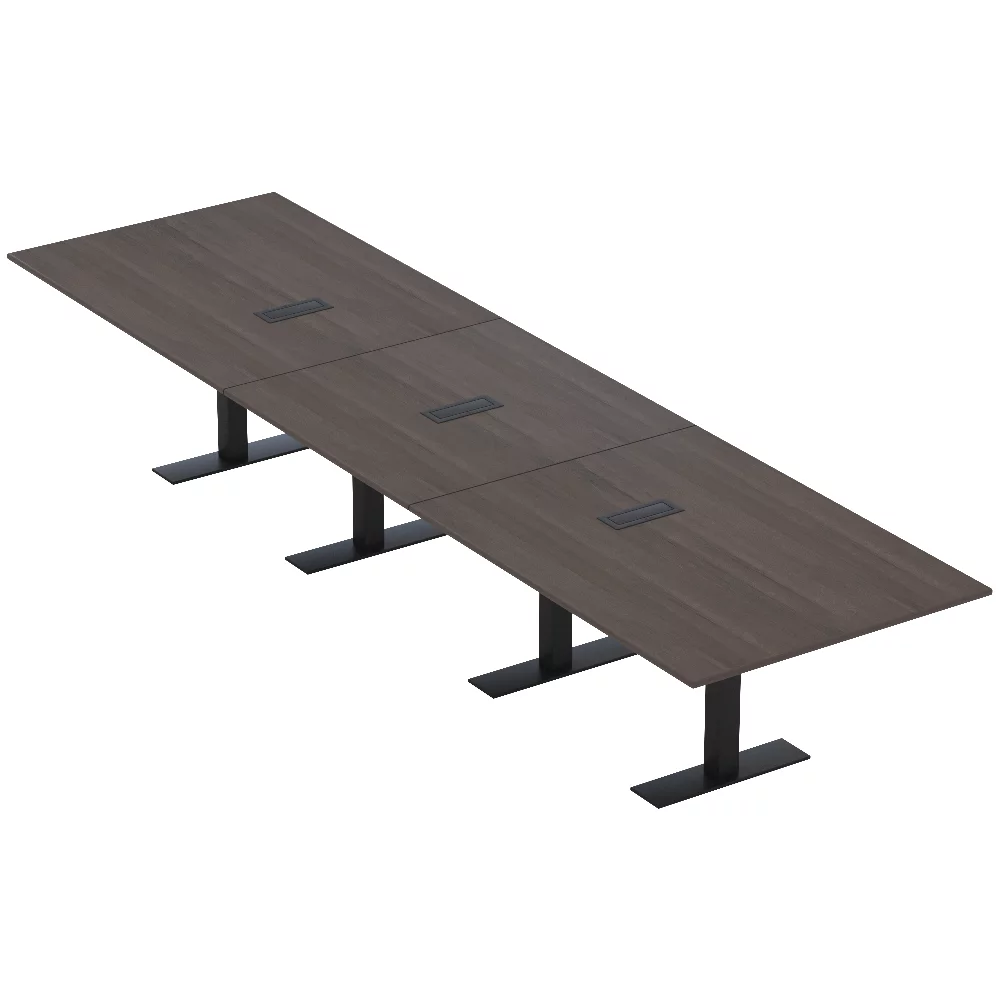 16 Ft Modular Rectangular Conference Table Metal T Bases Power Units ...