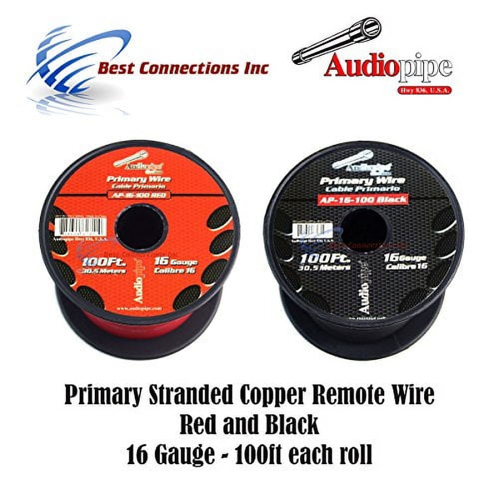 16 GAUGE WIRE RED & BLACK POWER GROUND 100 FT EACH PRIMARY STRANDED ...