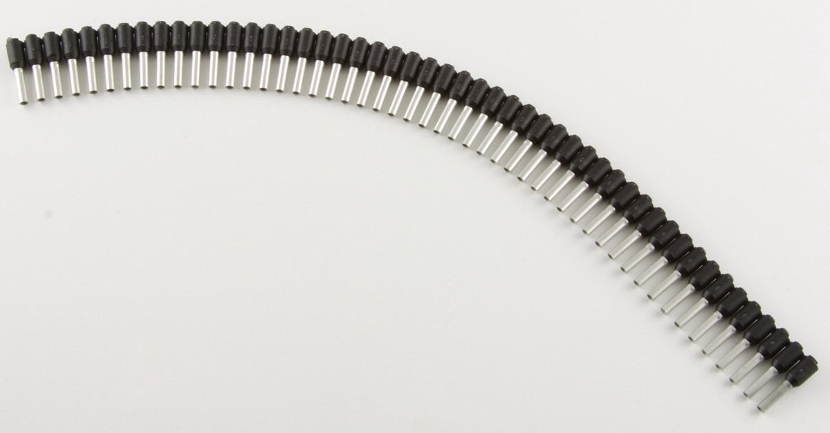16 Ga. Black Insulated Ferrule Strips, 0.31" Pin Lg. - (pack of 50 ...