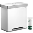 16 Gal. (2 x 8 Gal.) White Stainless Steel Dual Compartment Trash Can ...