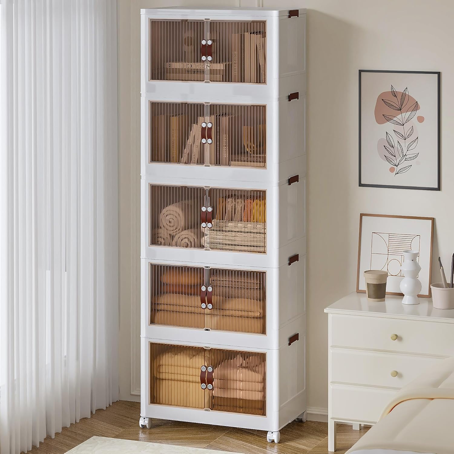 16 Gal Storage Bins with Lid, 5 Pack Plastic Collapsible Storage ...