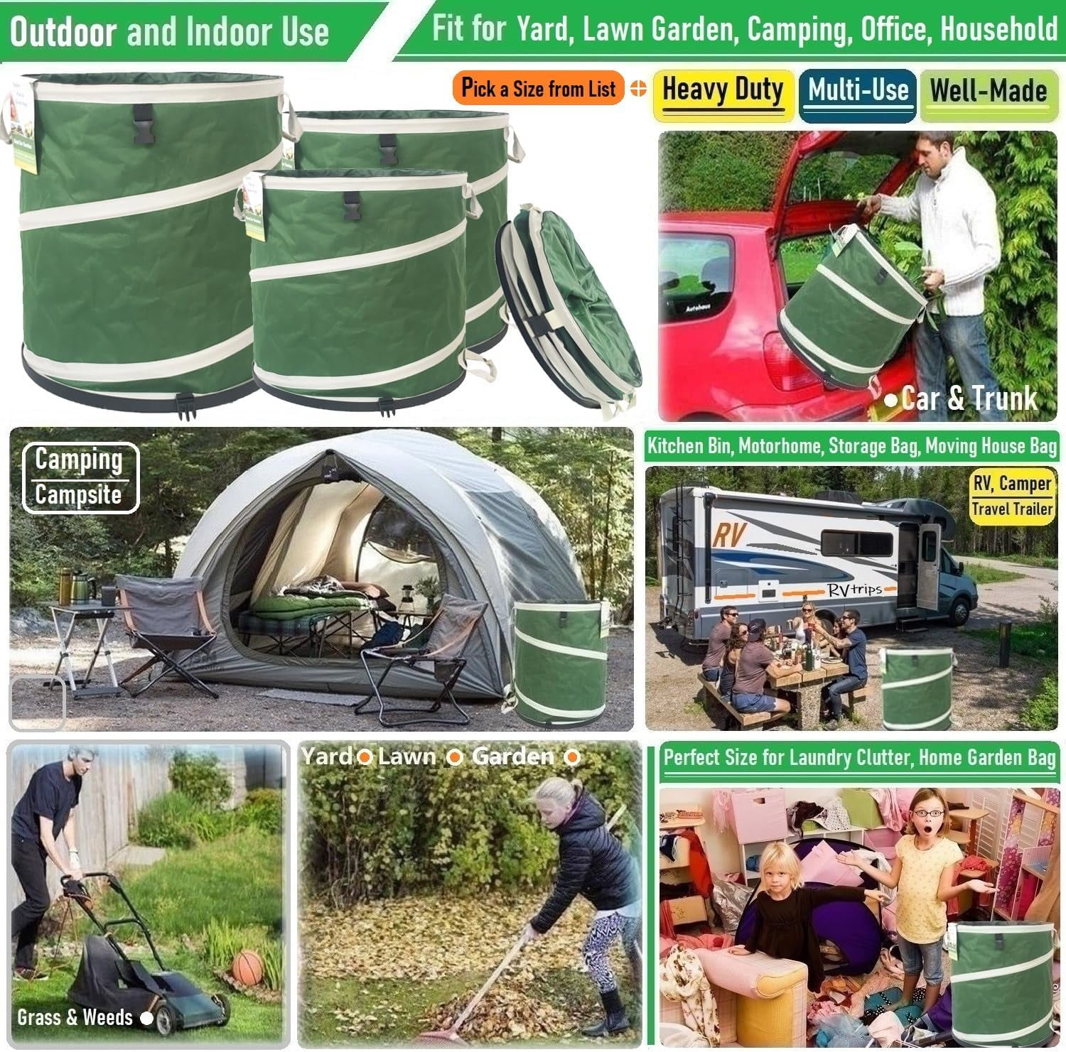 16 Gallon and 24 Gallon Collapsible Solid Bottom for Pop-Up , Recycling ...