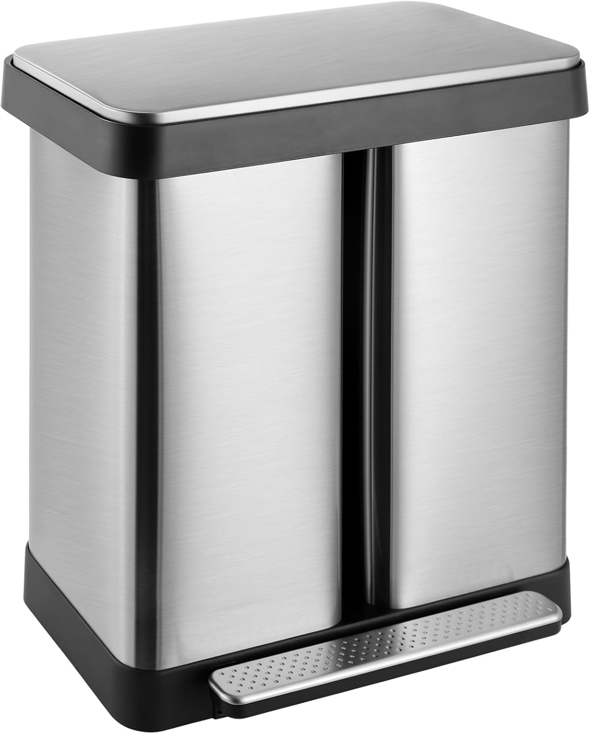 16 Gallon Dual Compartment Trash Can, Hands-Free Recycling Rectangular ...