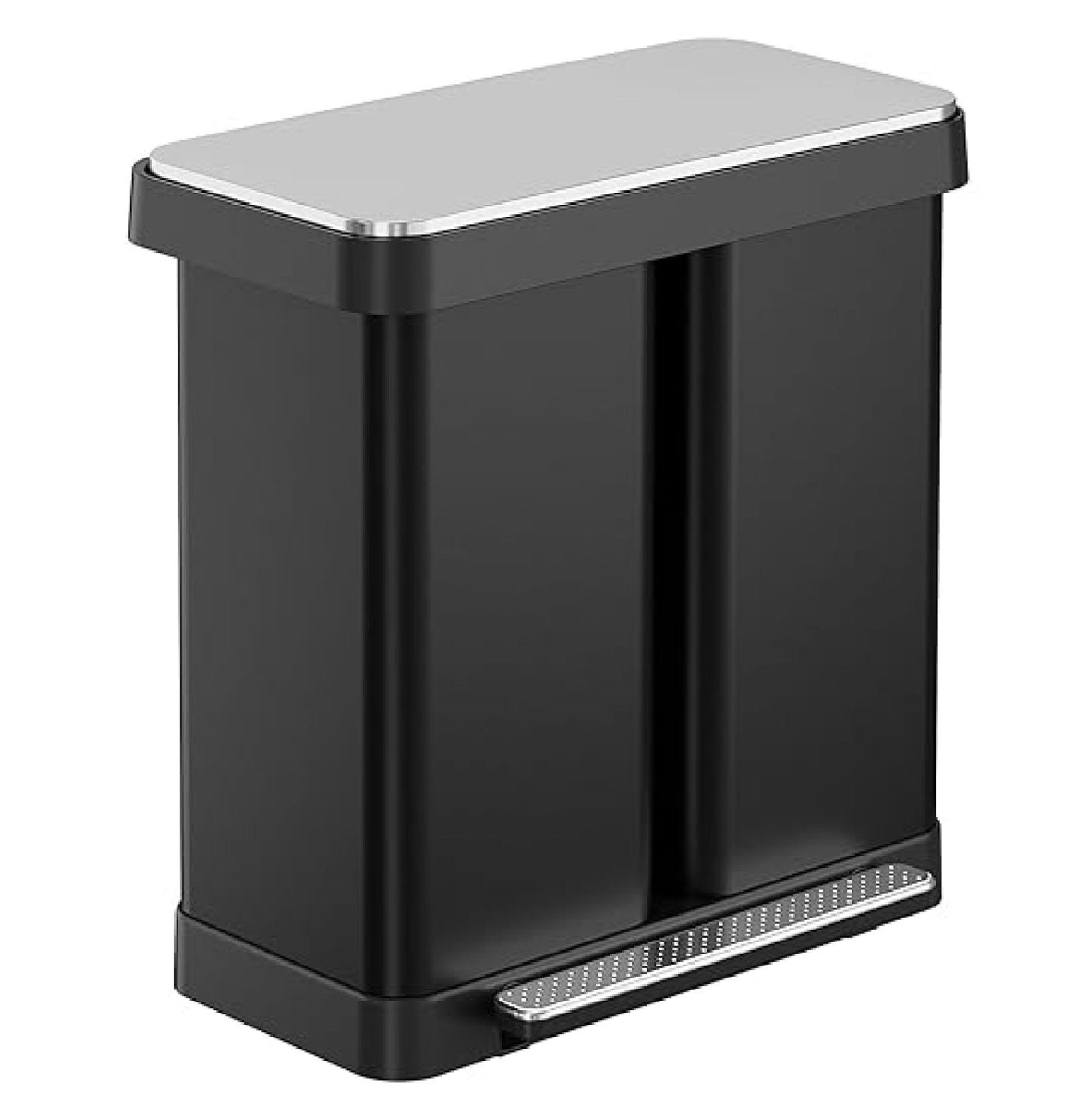 16 Gallon Dual Trash Can, 60L(2x30L) Stainless Steel Kitchen Garbage ...