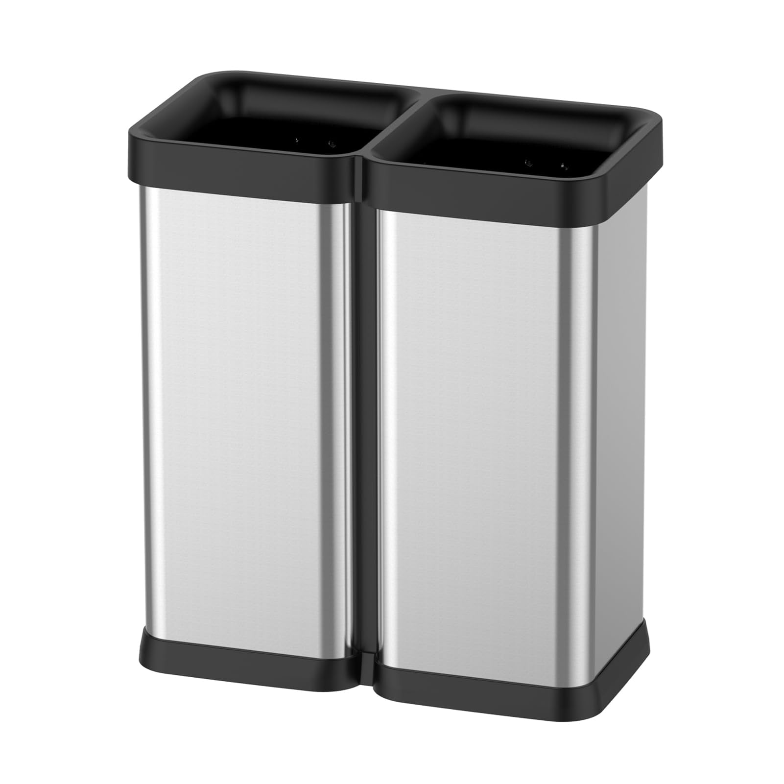 16 Gallon Dual Trash and Recycling Bin, Open Top 60L(2x30L) Fingerprint ...