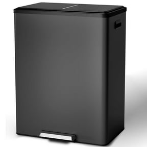 Costway 16 Gallon Dual Step Trash Can Recycle Bin Stainless Steel ...