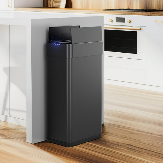 16 Gallon Touchless Motion Sensor Trash Can - Double Wing Door Smart ...