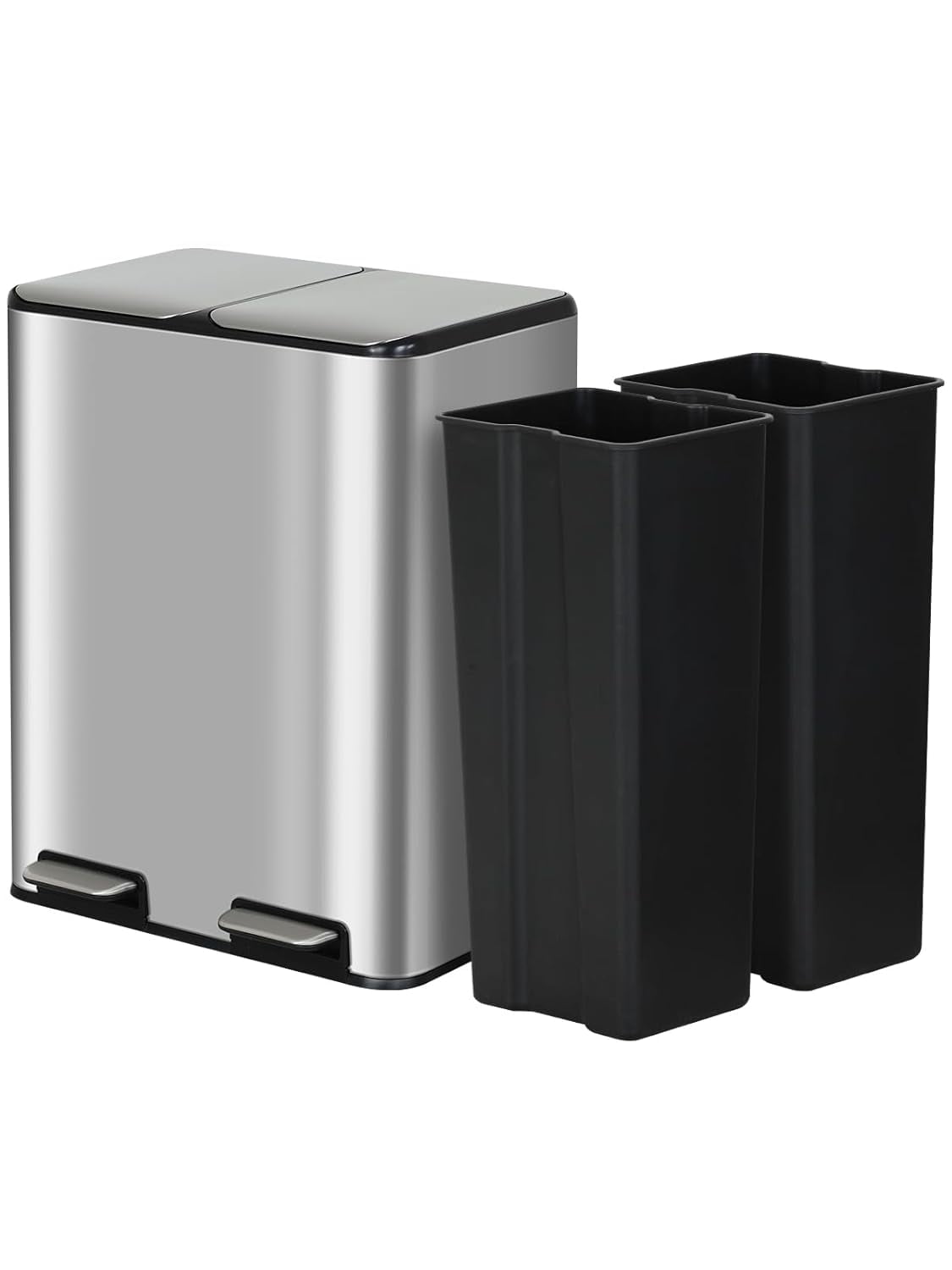 16 Gallon Trash Can Double Compartment Design with Lid Kitchen Trash ...