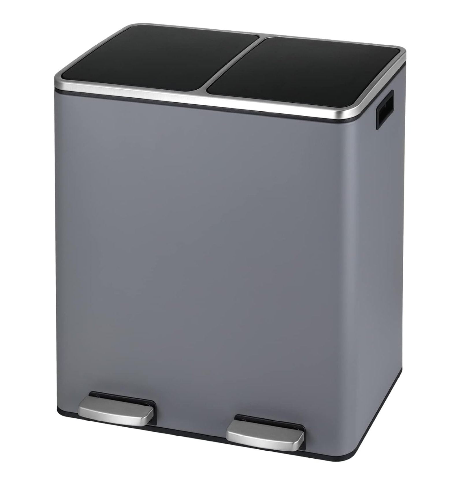 16 GallonStainless Steel Trash Can, 60L Dual Compartment, Metal Kitchen ...