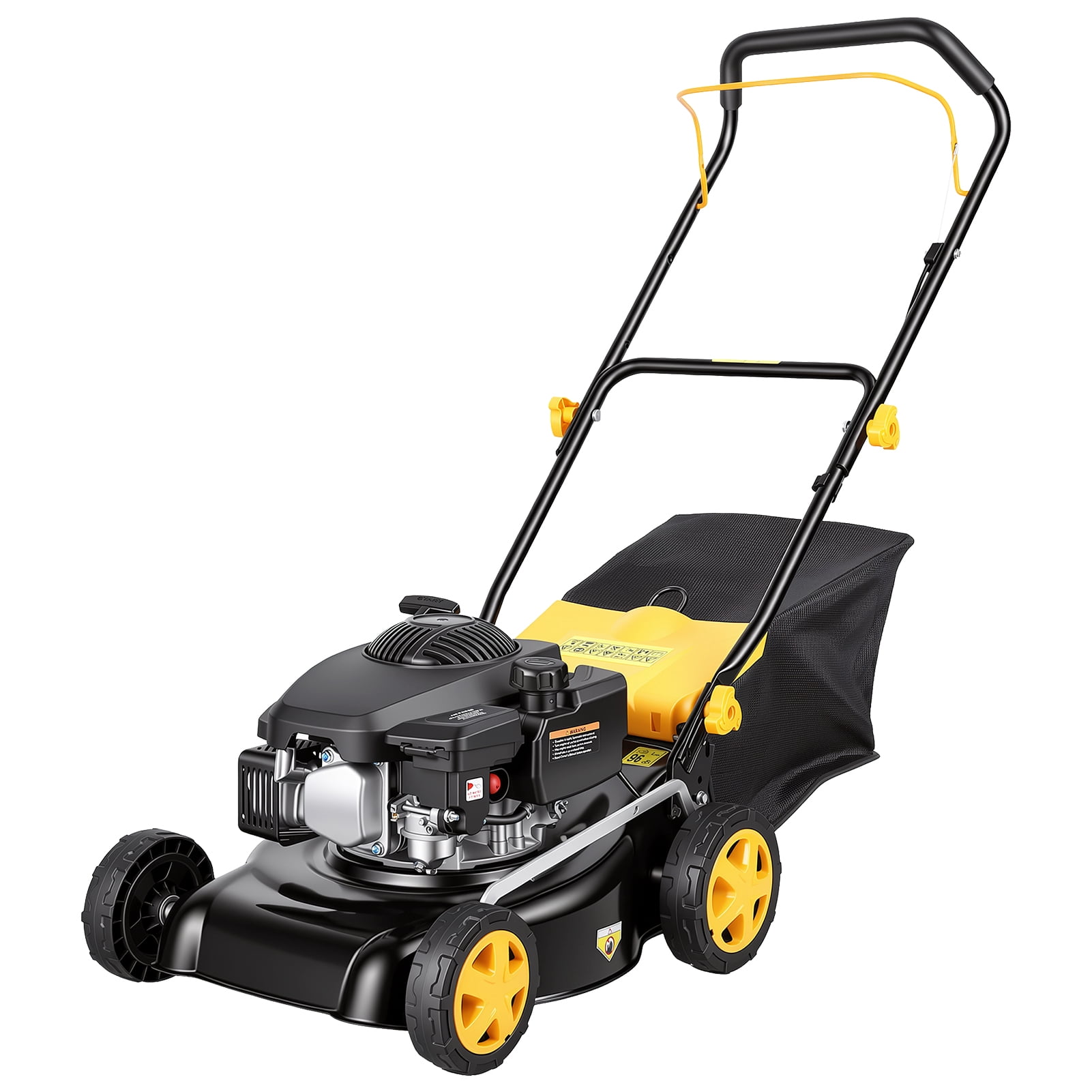 16" Gas Push Lawn Mower, 3 in 1 Self Propelled Lawn Mower with 45L ...