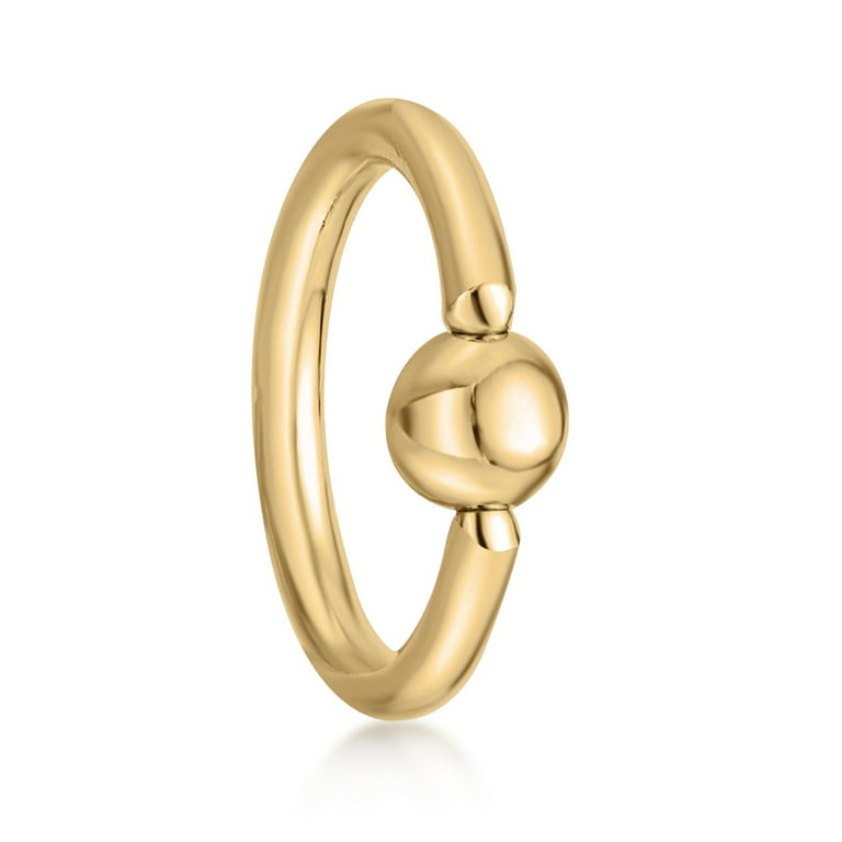 Lavari 14K Yellow Gold 16 Gauge Captive Bead Hoop Ring for Nose and Lip Walmart