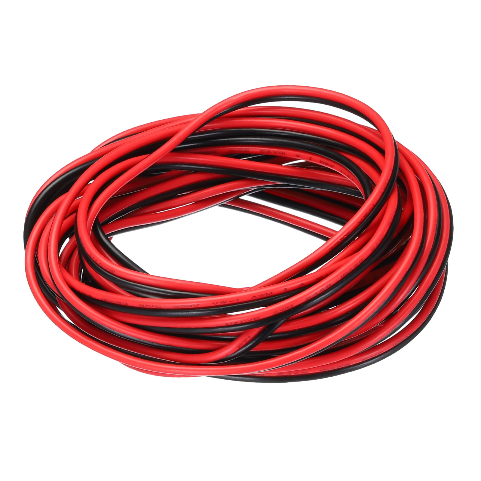 16 Gauge 2 Conductor Parallel PVC Wire, 15Ft/4.5M Long 3mm Dia 300V for LED RGB Cable, Internal ...