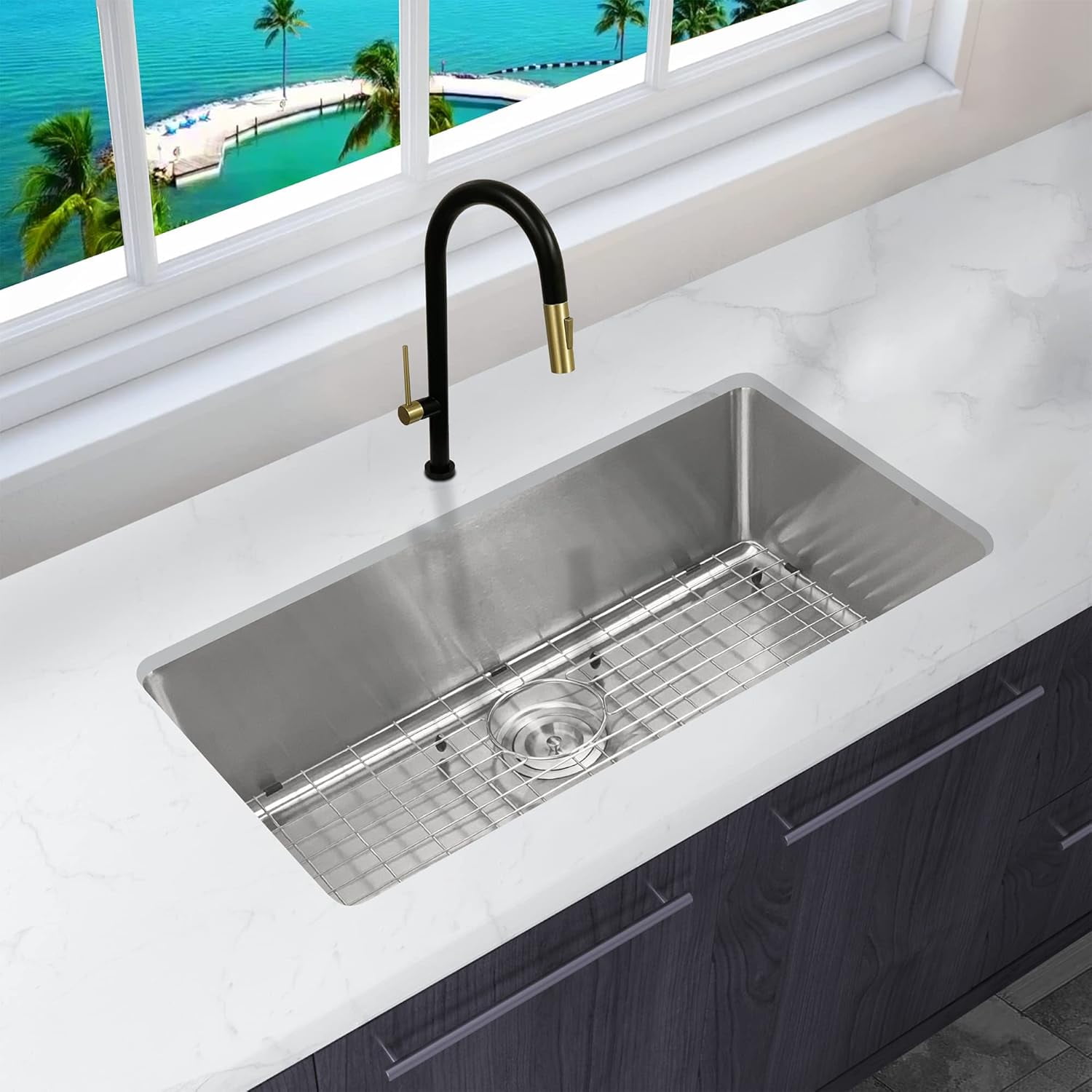 16 Gauge 31 Inch Single Bowl Undermount Stainless Steel Kitchen Sink ...