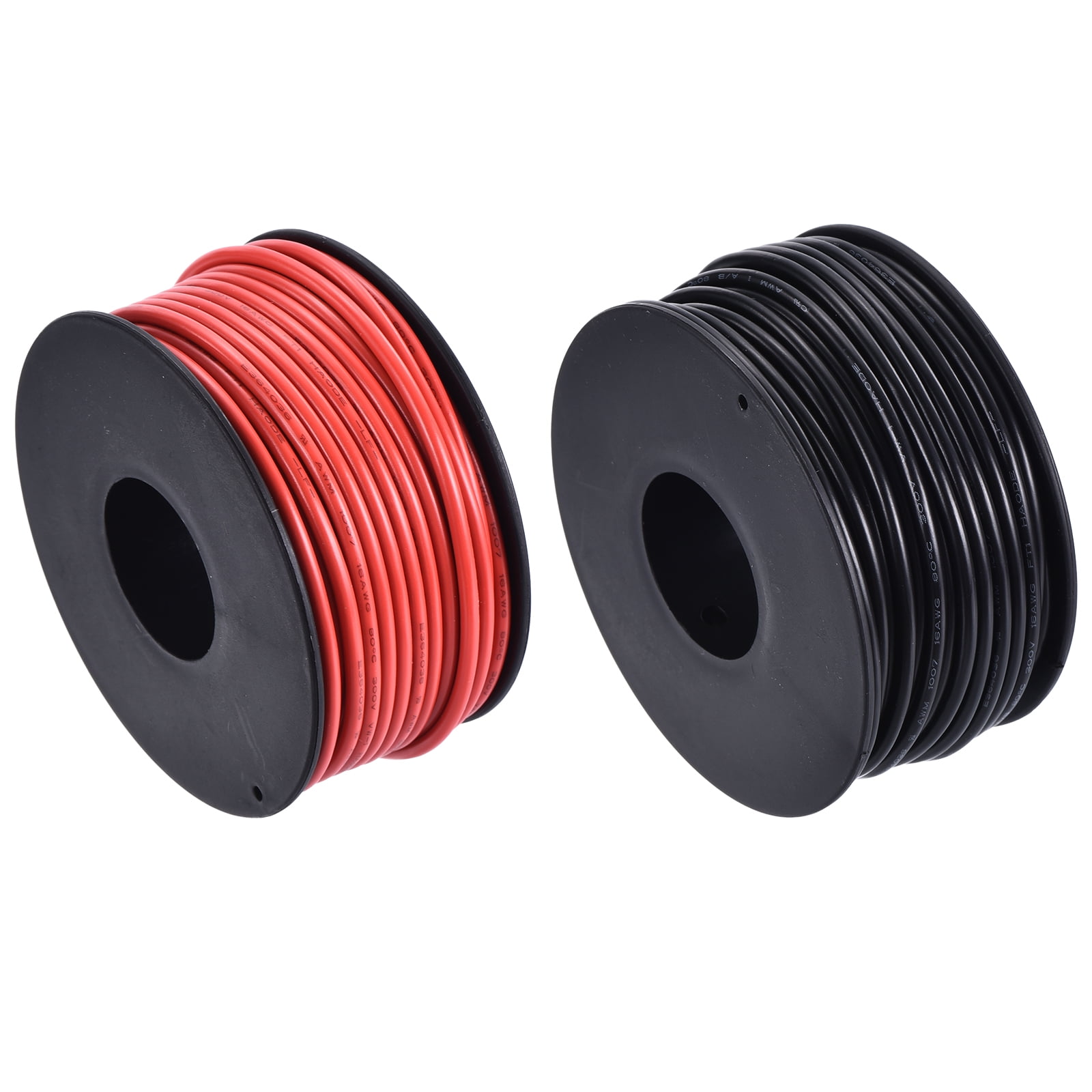 16 Gauge PVC Hookup Wire 15m/49ft 16AWG Flexible Electrical Wire Spool UL1007 Black Red, 2mm Dia ...