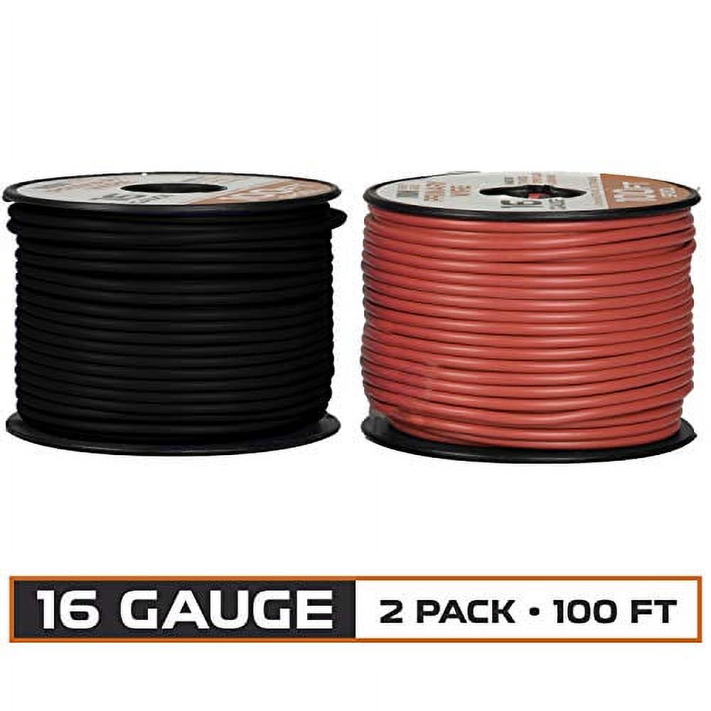 16 Gauge Primary Wire - 2 Roll Red & Black Pack - 100 Ft of Copper Clad ...