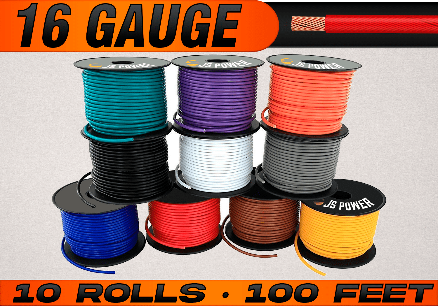 16 Gauge Primary Wire Remote Cable Copper Clad - 10 Color Set - 100 ...