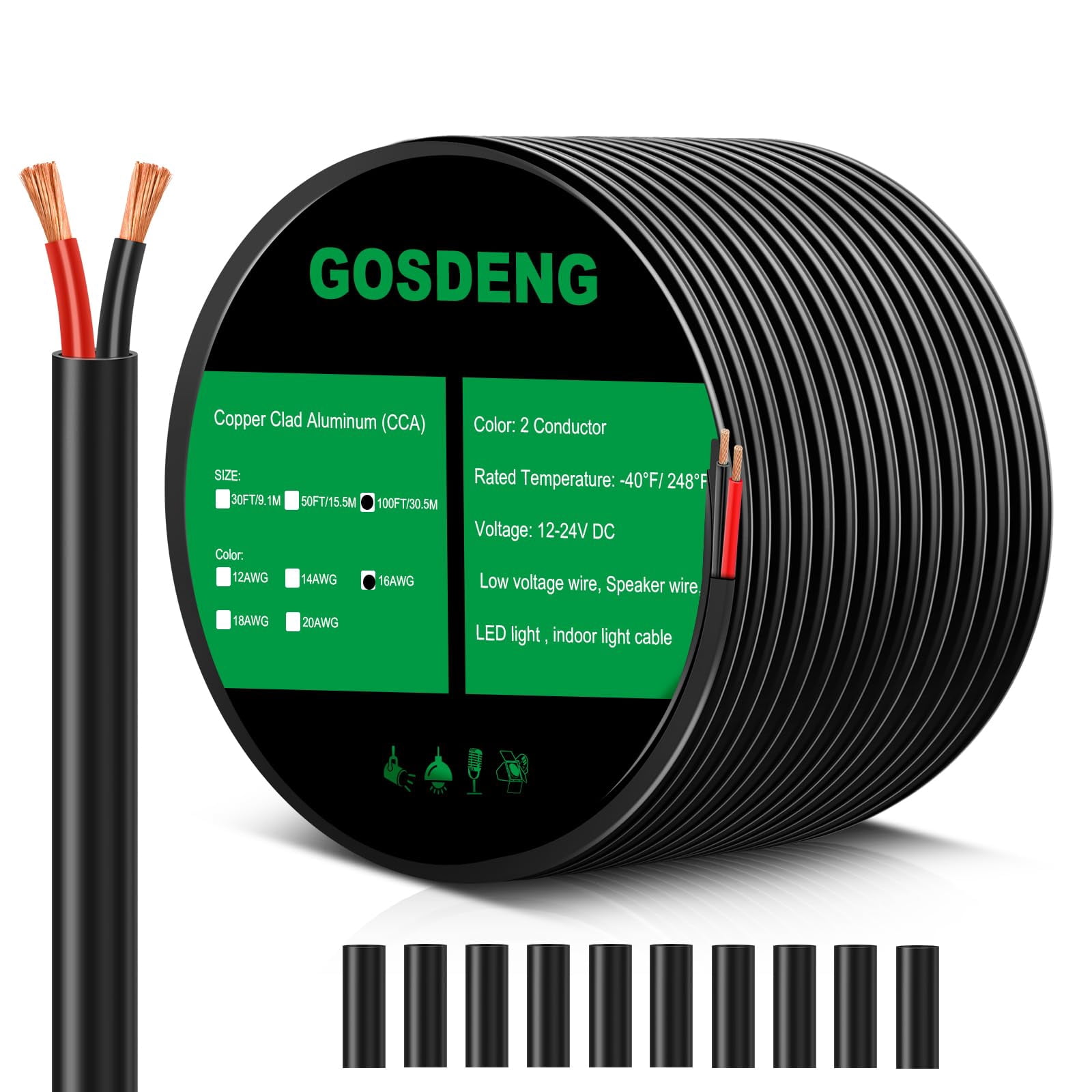 16 Gauge Wire 2 Conductor Electrical Wire, 16 AWG Wire Stranded PVC ...
