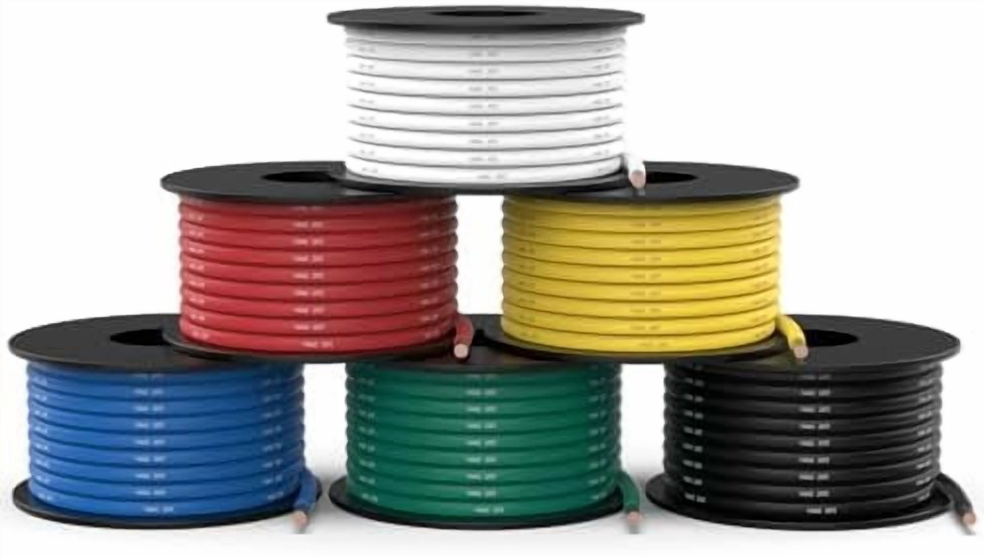 16 Gauge Wire 300ft, 16 AWG Wire 6 Colors 50ft Each Spool, Flexible ...