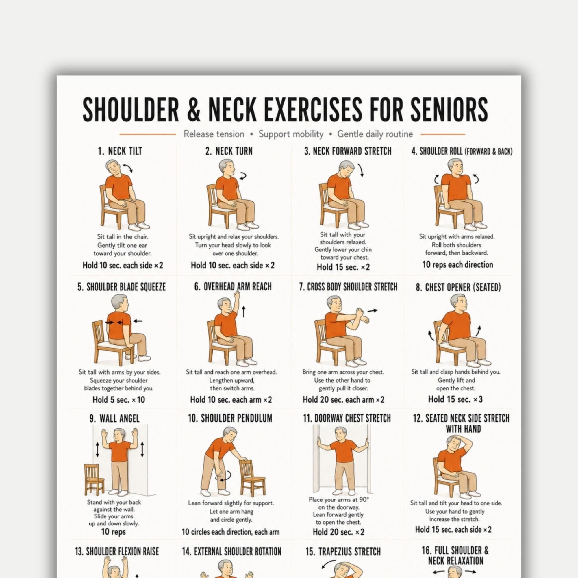 16 Gentle Tension Relieving Actions For Elderly Shoulder And Neck ...