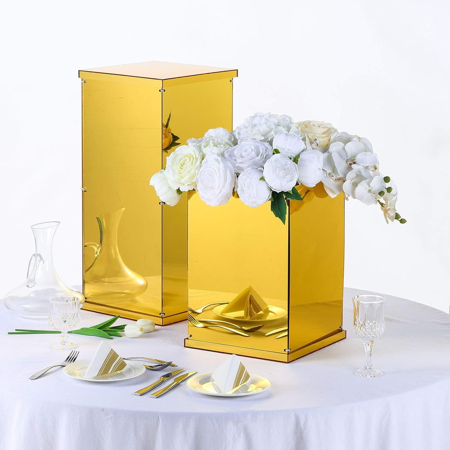 16" Gold Mirror Finish Acrylic Pedestal Risers, Display Boxes - Walmart.com
