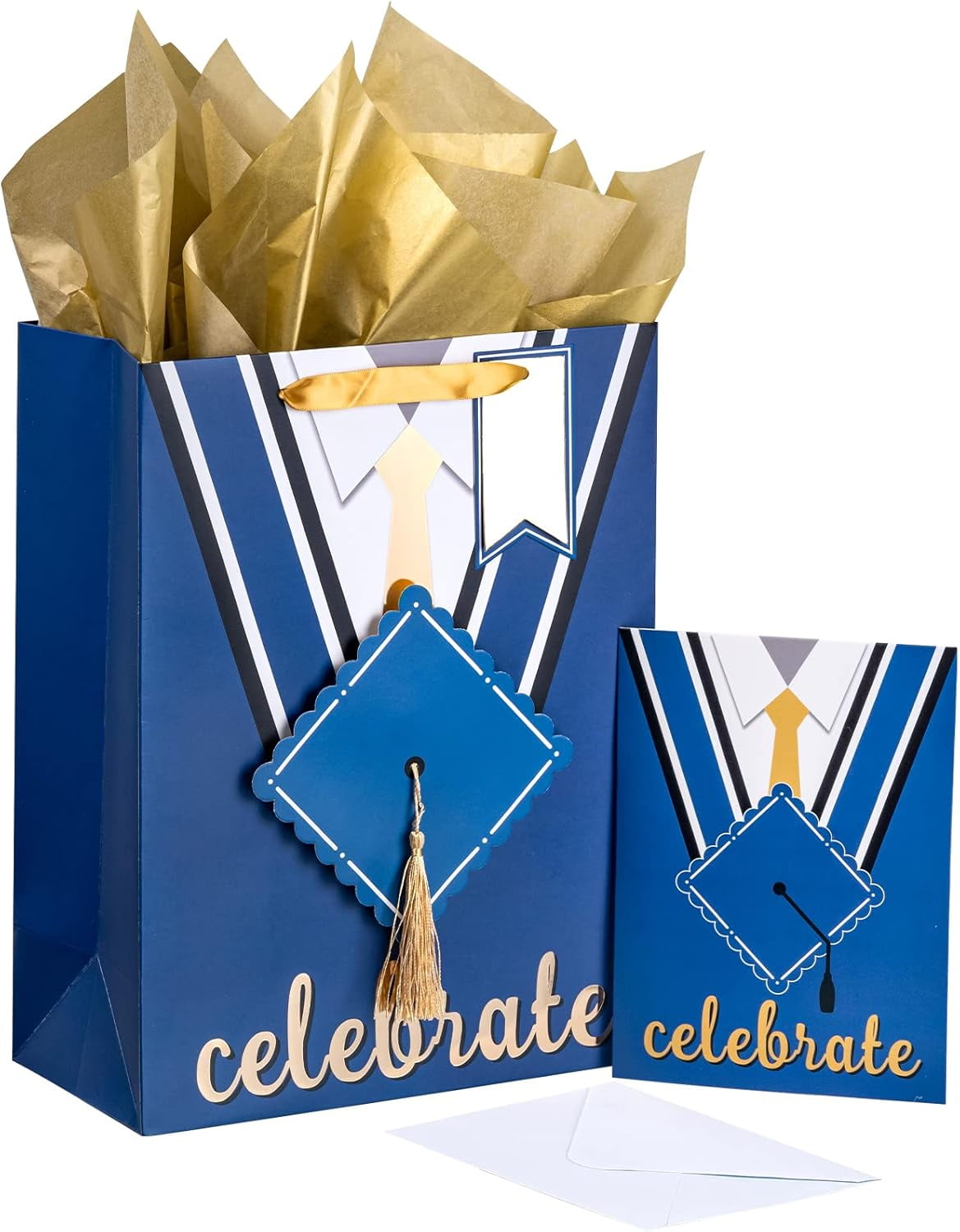 16" Graduation Gift Bags with Tissue Paper, Gift Tag and Card, Trencher ...