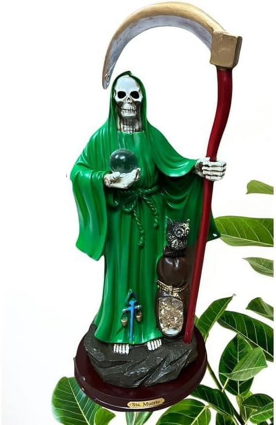16" Green Santa Muerte Statue Holy Death Grim Reaper Sculpture Figure ...