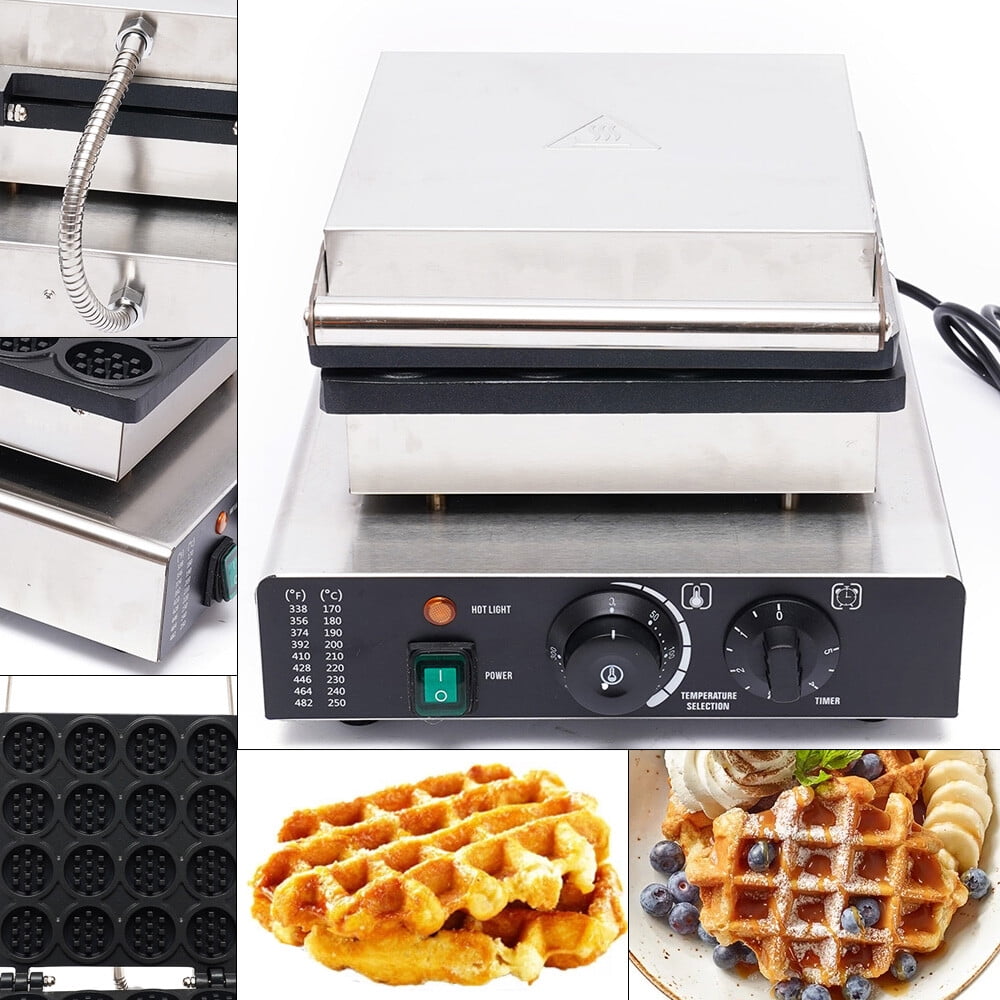 16 Grid Commercial Mini Waffle Maker 1750W Nonstick Electric Fast ...