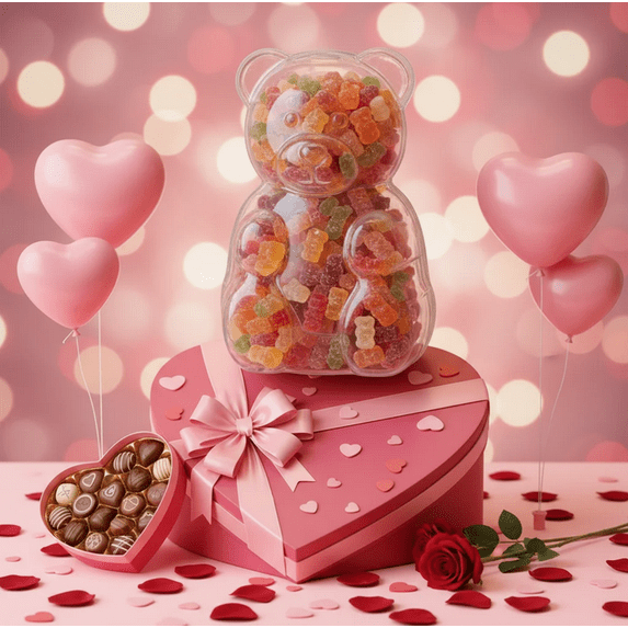 16" Gummy Bear Container, Plastic Clear Plastic Bear Shaped Candy Boxes ...