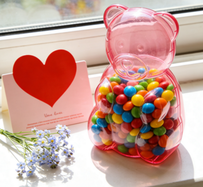 16" Gummy Bear Container, Plastic Clear Plastic Bear Shaped Candy Boxes ...