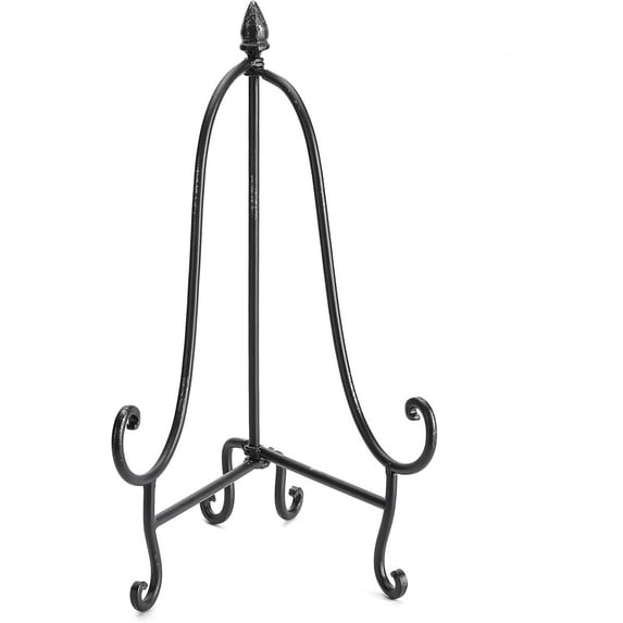 16" H Black Easel, Metal Plate Holder Display, Heavy Duty Picture ...