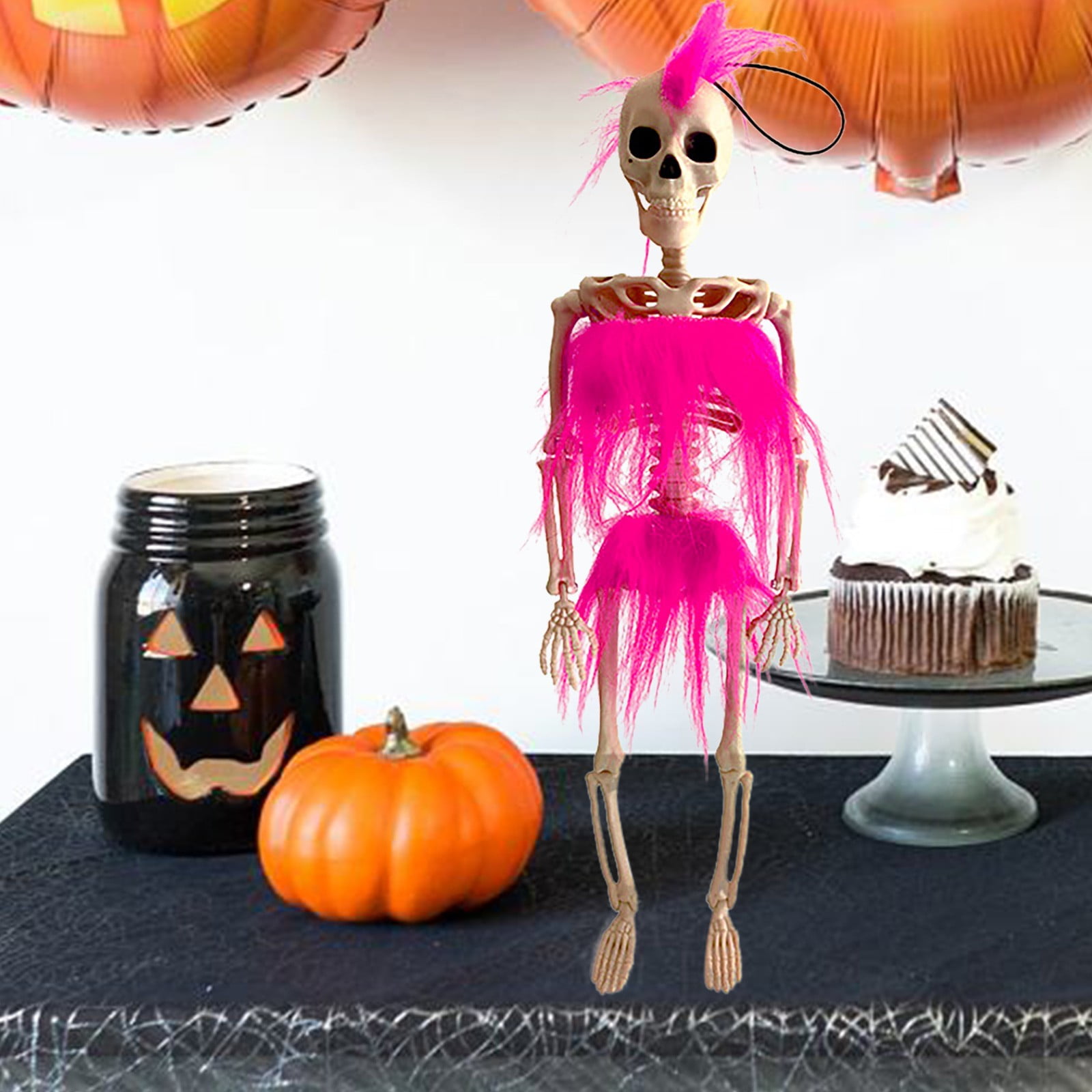 16" Halloween Skeleton, Poseable Plastic Mini Skeleton with Movable ...