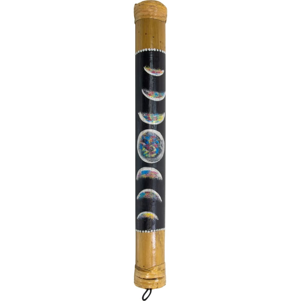 16" Handmade & Painted Bamboo Rainstick Moon Phases Ethically made in ...