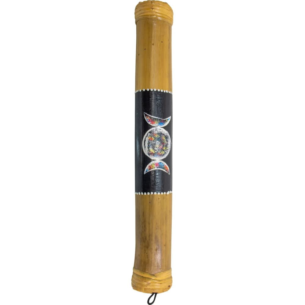 16" Handmade & Painted Bamboo Rainstick Triple Moon Ethically made in ...