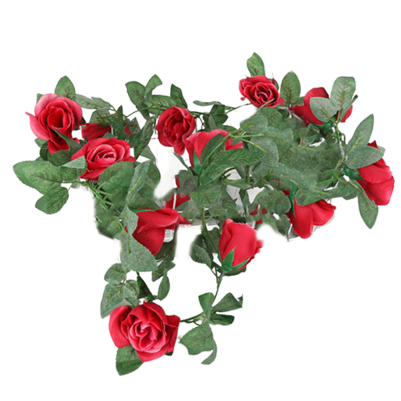 16 Heads Artificial Rose Flower Vines Home Wedding Garden Wall Hanging ...