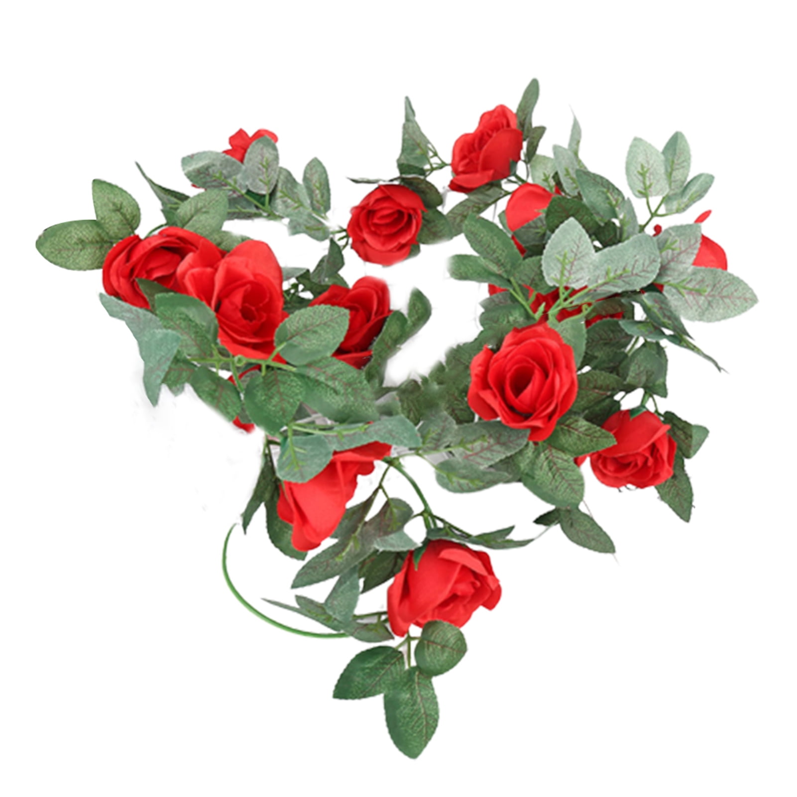 16 Heads Artificial Rose Flower Vines Home Wedding Garden Wall Hanging ...