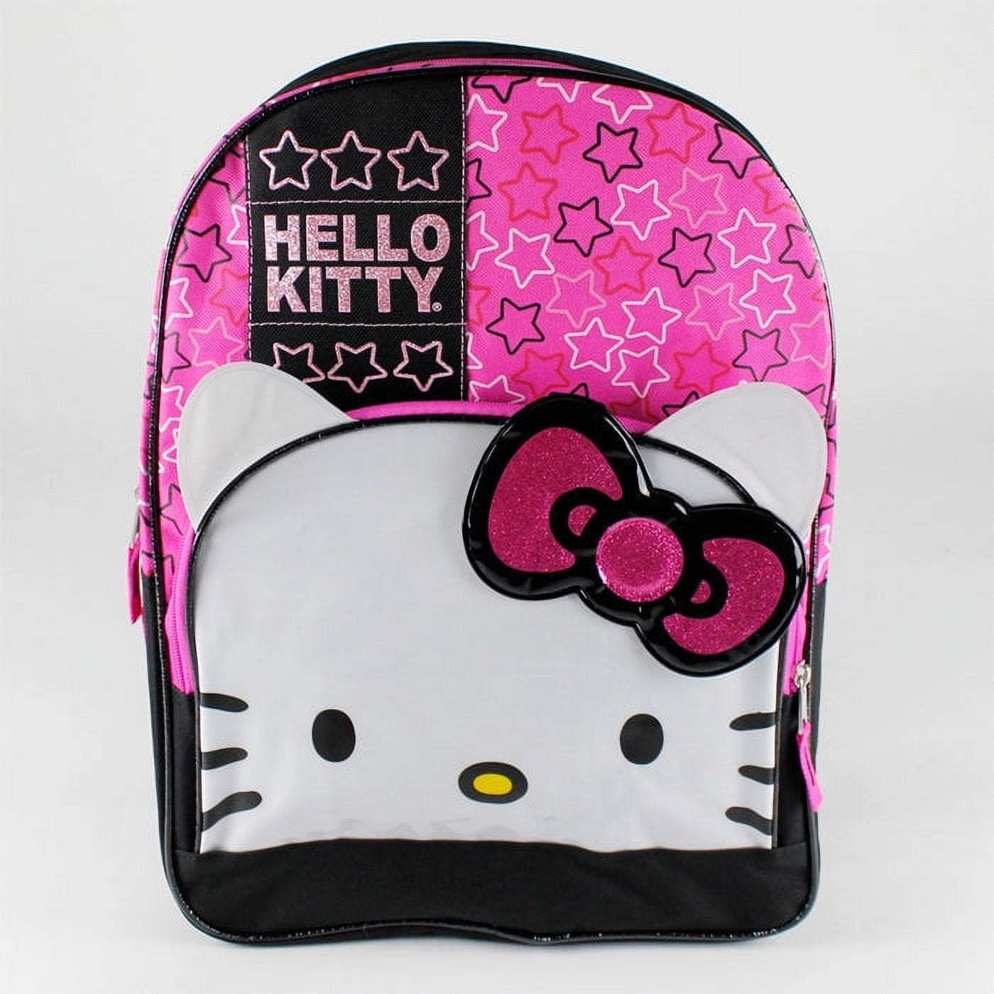 16" Hello Kitty Black Backpack with Star Design and Hello Kitty Face in ...