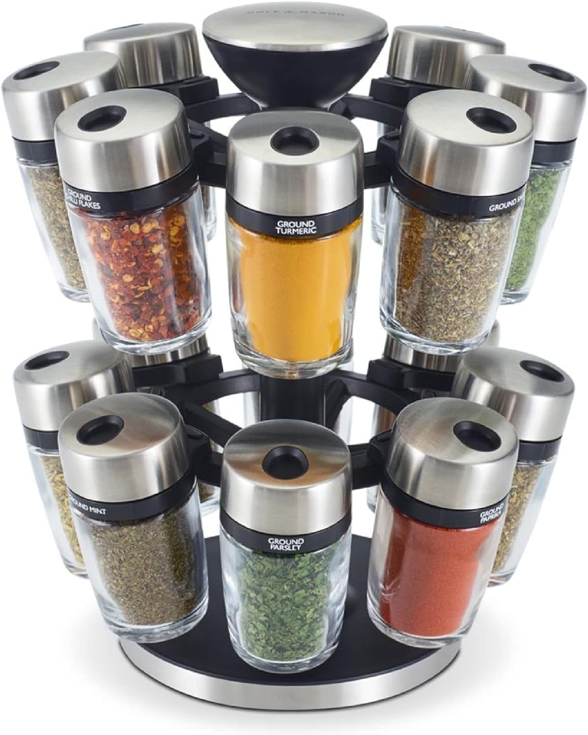 16 Herb & Spice Carousel - Rotating Spice Rack - Metal Two-Tier ...