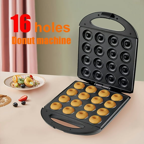 16-Hole Donut Pancake Cake Maker, Dual Heating Baking Machine with ...
