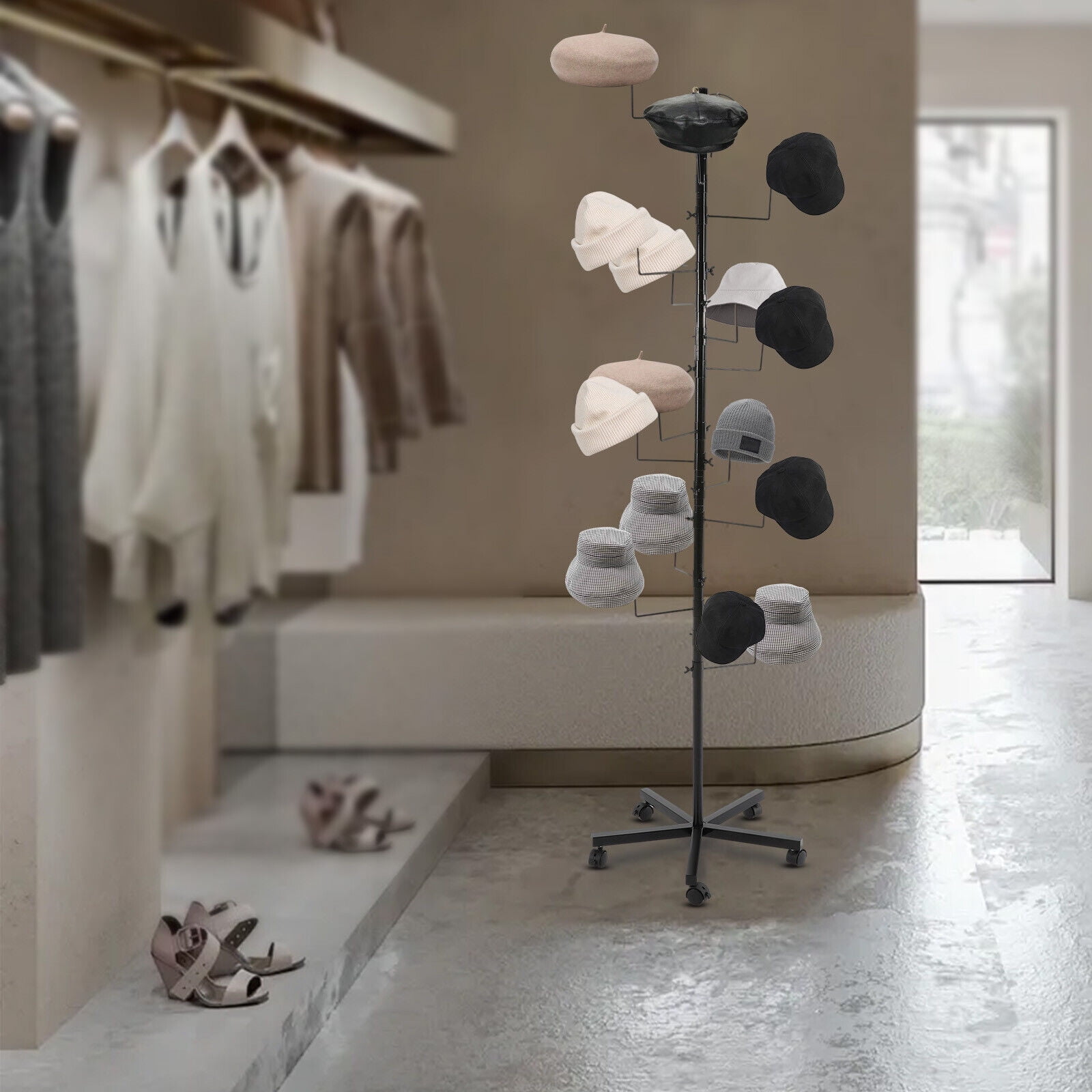 16 Hooks Freestanding Hat Rack, Hat Display Rack, Hat Display Stand for ...