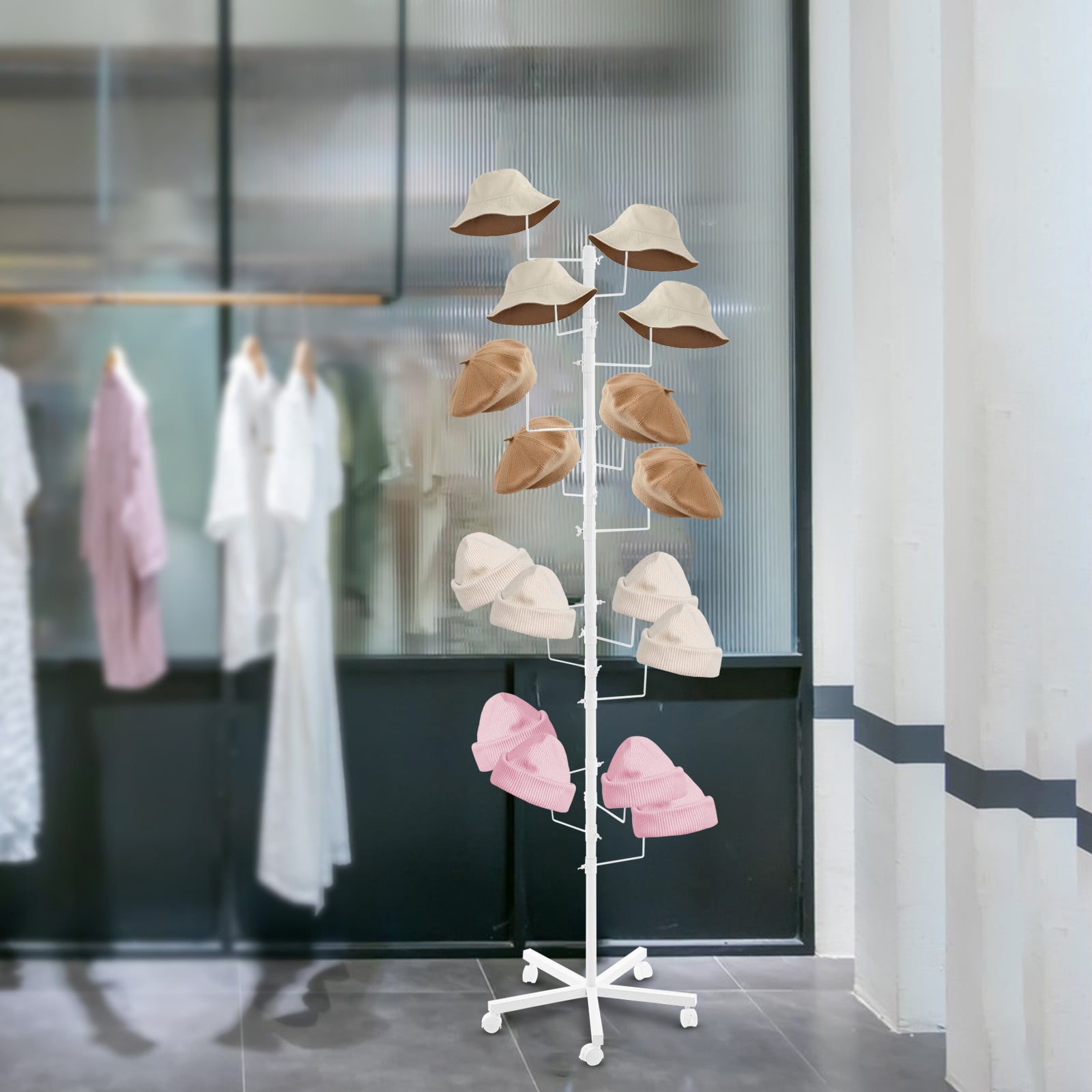 16 Hooks Freestanding Hat Rack, Hat Display Stand 19.69*70.87in for ...