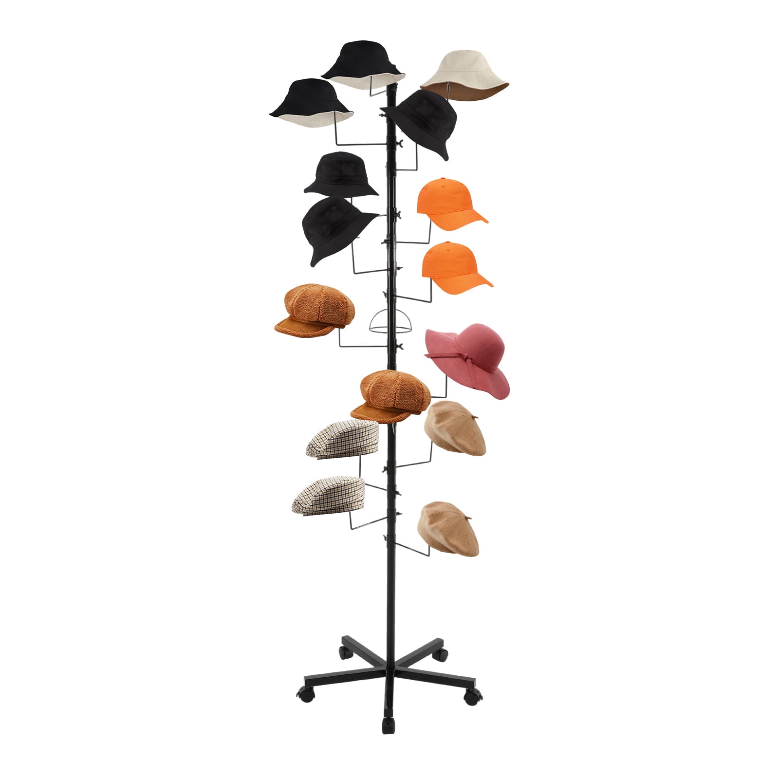 16 Hooks Hat Rack Stand Hats Display Stand Rack Metal Retail Wig or ...