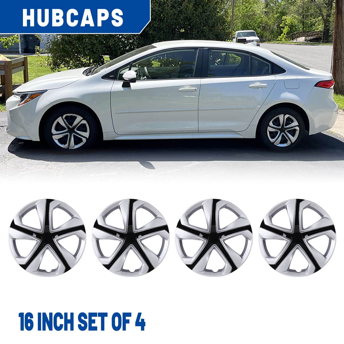 16" Hubcaps for 2016-2024 Honda Civic Sedan,Silver Lacquer & Black ...