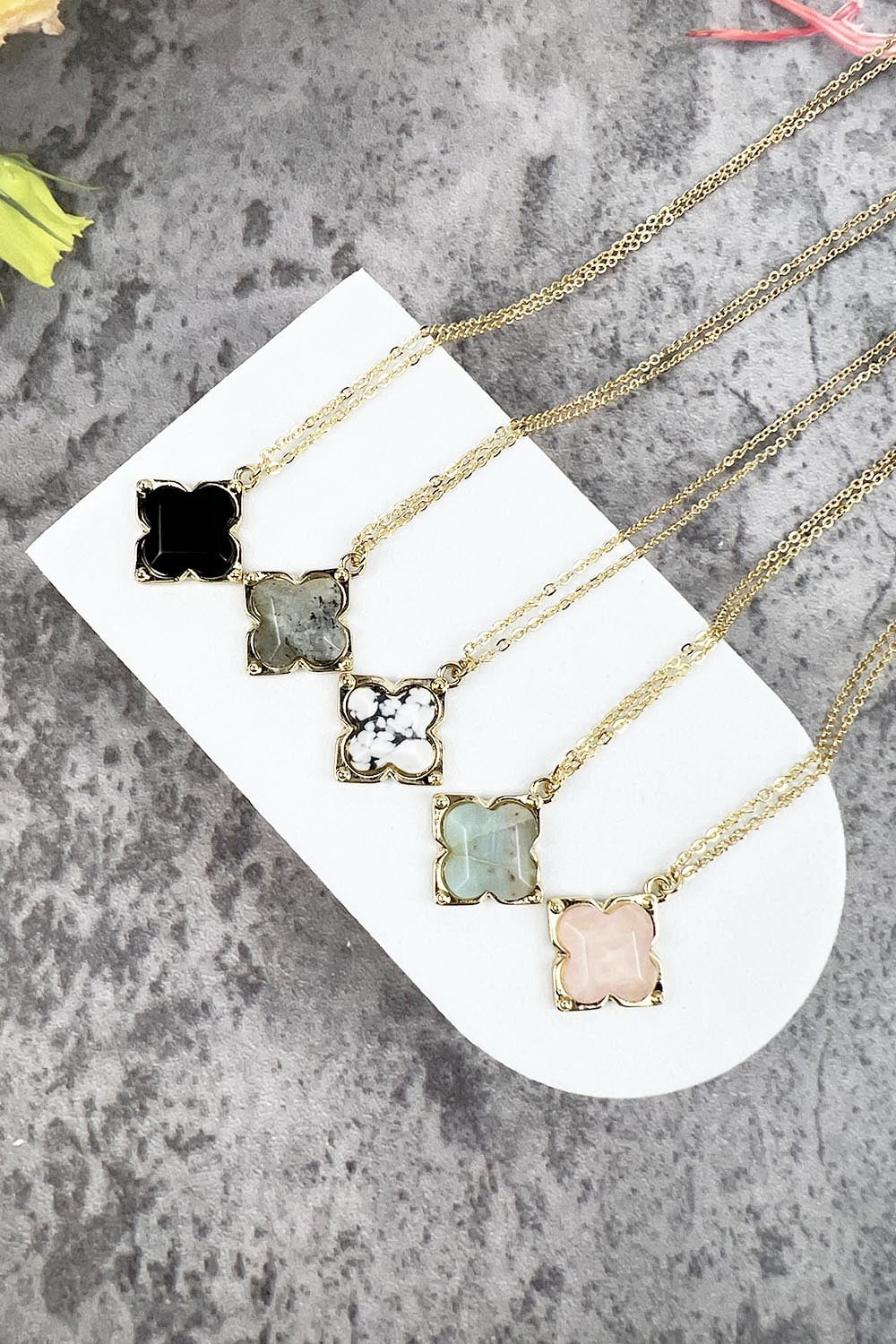 16 INCHES SEMI STONE CLOVER NECKLACE - Walmart.com