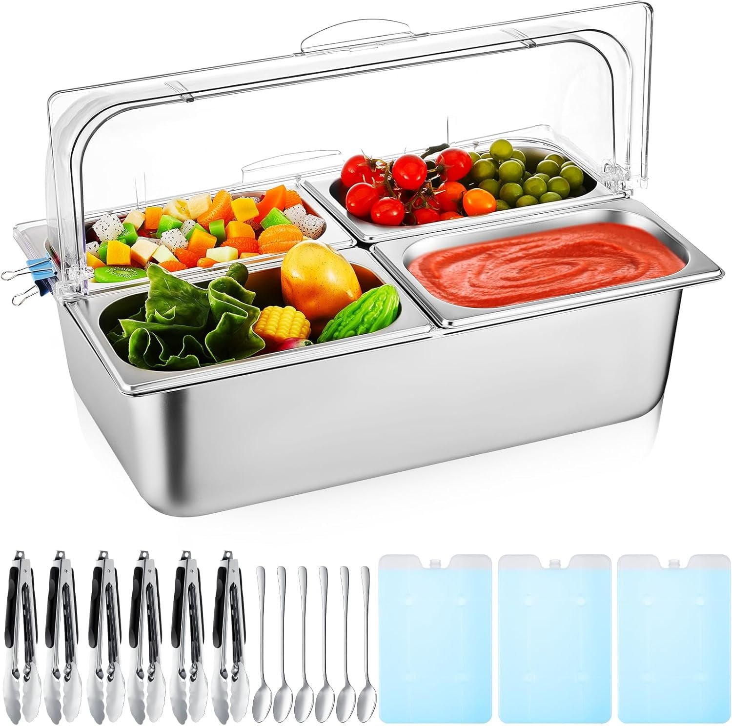 16 Ice Food Spice Serving Display Countertop Chilled Condiment ...