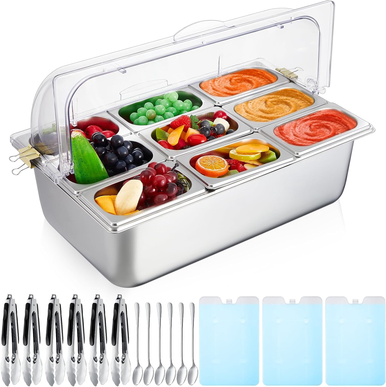 16 Ice Food Spice Serving Display Countertop Chilled Condiment ...
