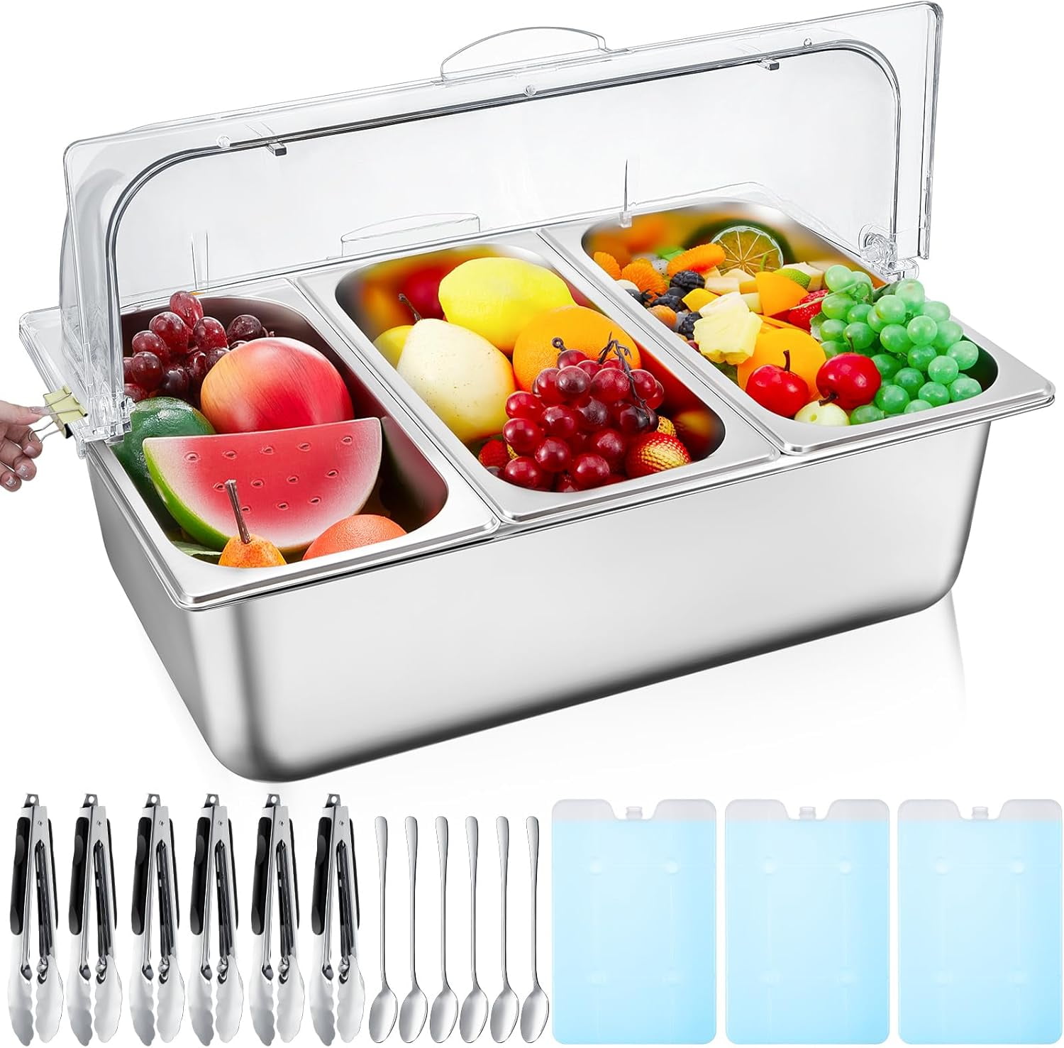 16 Ice Food Spice Serving Display Countertop Chilled Condiment ...