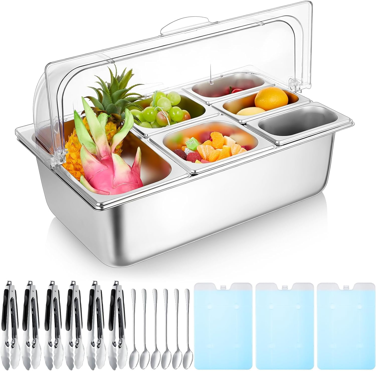 16 Ice Food Spice Serving Display Countertop Chilled Condiment ...