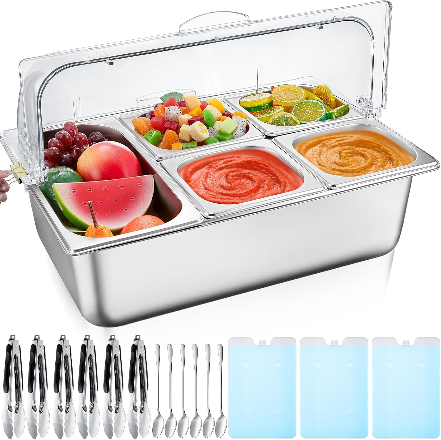 16 Ice Food Spice Serving Display Countertop Chilled Condiment ...